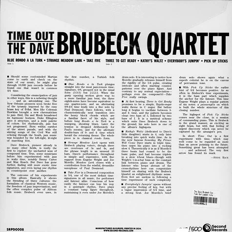 The Dave Brubeck Quartet - Time Out (Limited Edition) - Vinyl Pussycat Records