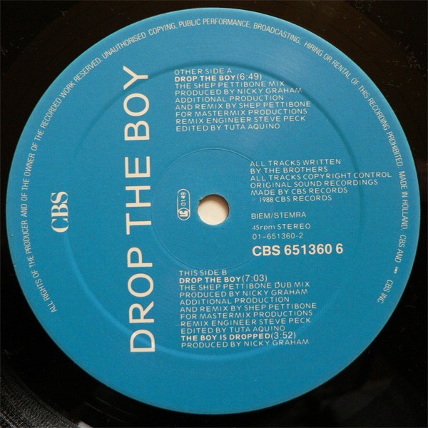 Bros - Drop The Boy (The Shep Pettibone Mix) - Vinyl Pussycat Records