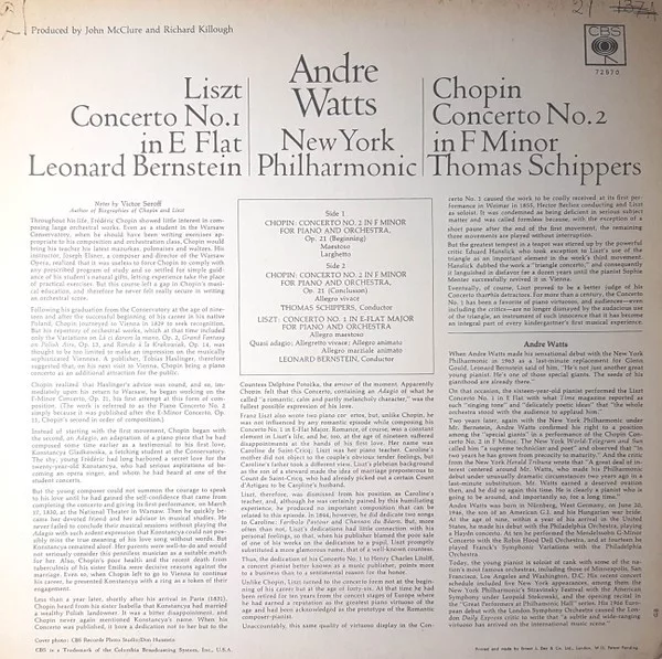Andre Watts*, Liszt*, Leonard Bernstein, New York Philharmonic*, Chopin*, Thomas Schippers ...