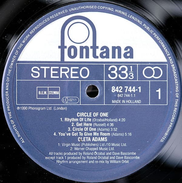Oleta Adams - Circle Of One - Vinyl Pussycat Records