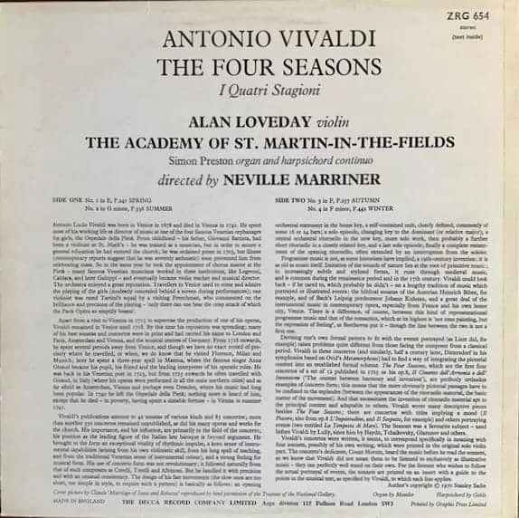 Vivaldi - The Four Seasons, Academy Of St. Martin-in-the-Fields ...