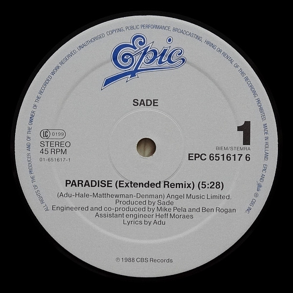 Sade ‎– Paradise (Extended Remix) - Vinyl Pussycat Records