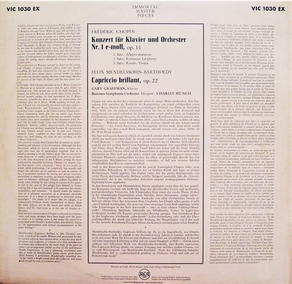 Frédéric Chopin / Felix Mendelssohn-Bartholdy - Gary Graffman, Boston ...