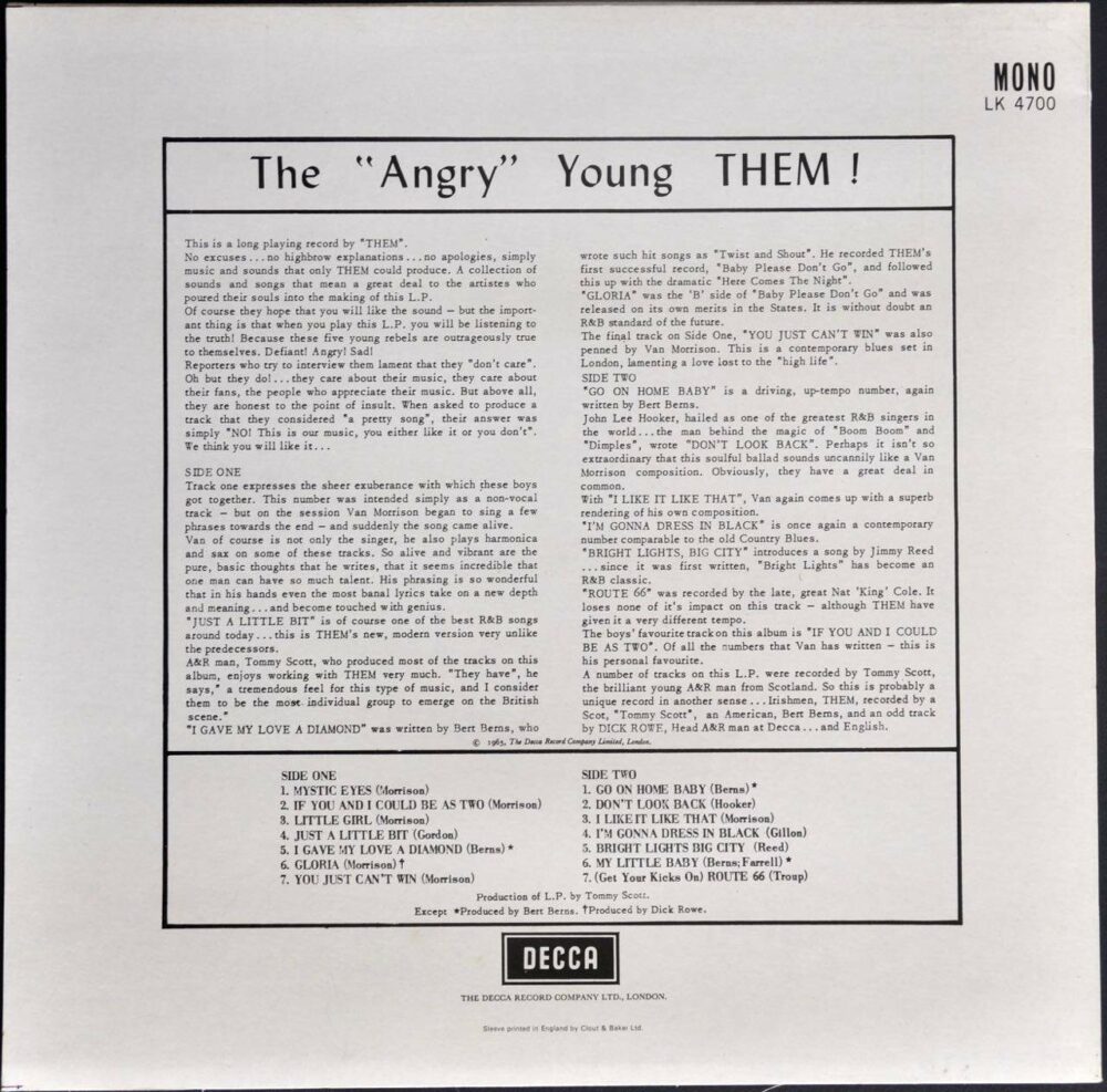 Them ‎– The "Angry" Young Them! "Mono"